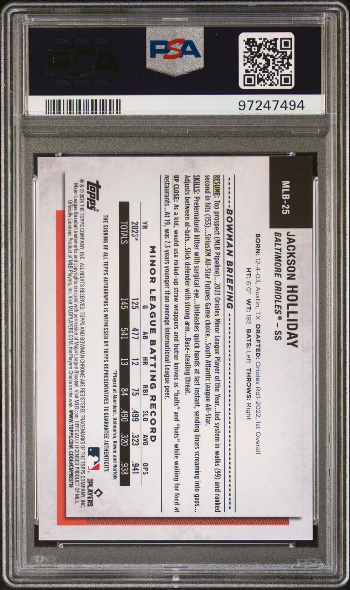 Jackson Holliday - 2024 Topps National Silver Pack Auto PSA 10 ...